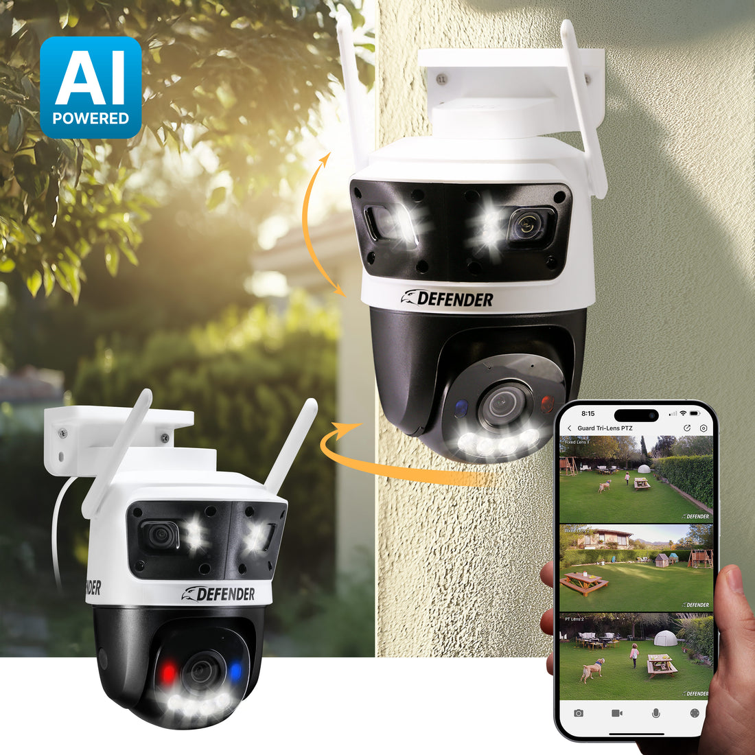 AI POWERED 3K+ Guard WIFI Tri-Lens PTZ Security Camera