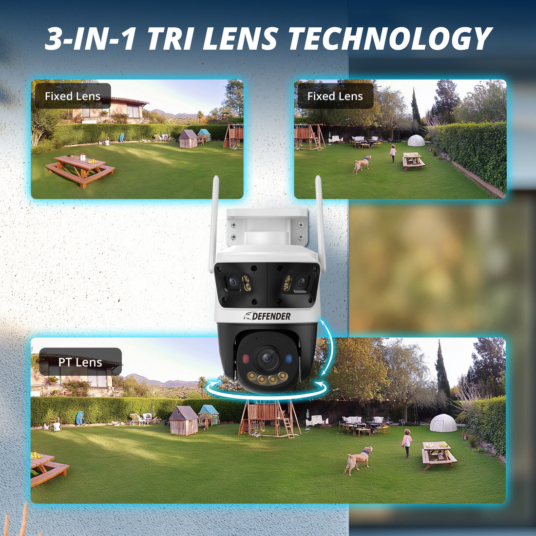 AI POWERED 3K+ Guard WIFI Tri-Lens PTZ Security Camera